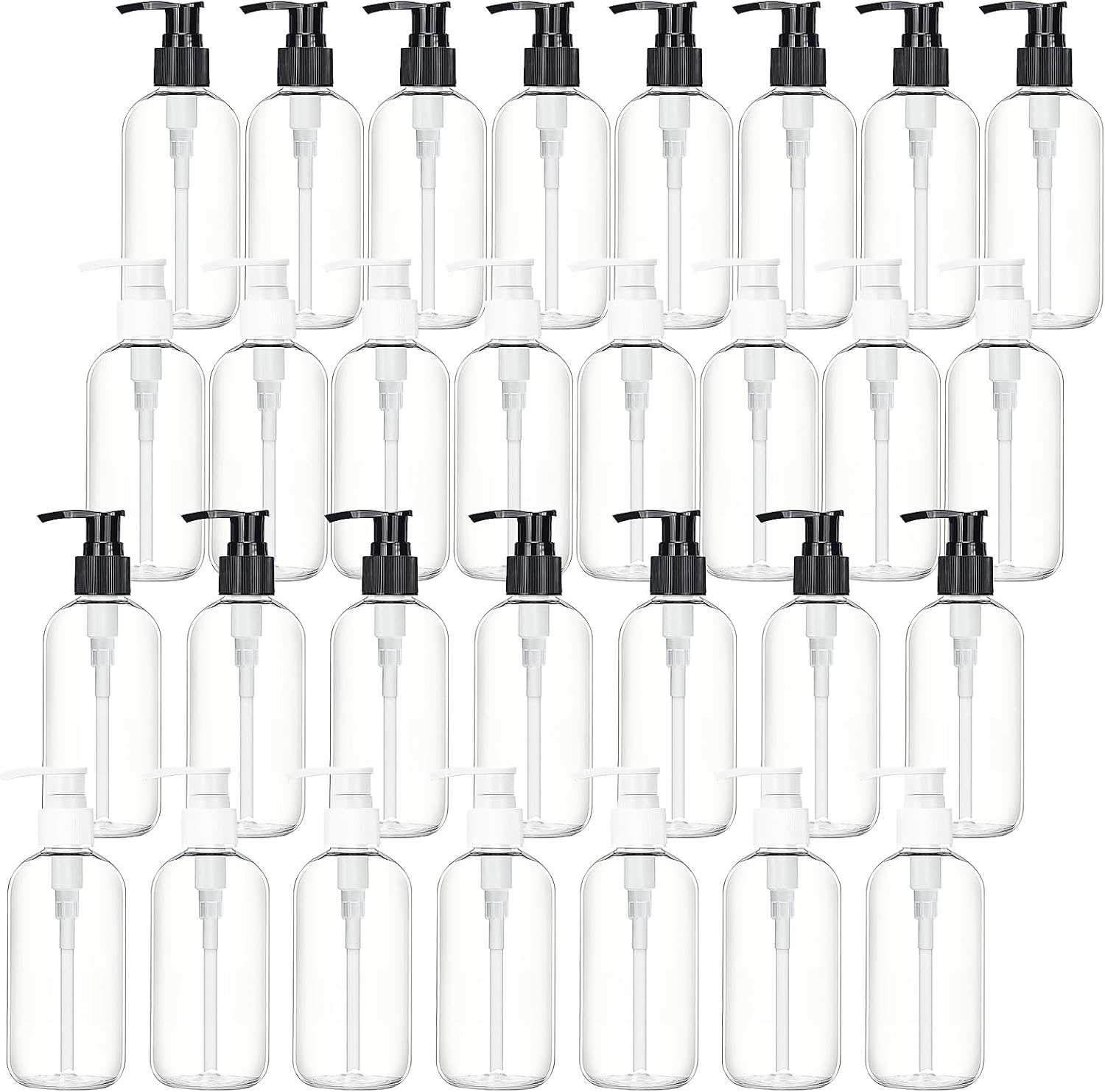 30 Pack Clear Empty Lotion Bottles, 8 oz Plastic Pump Bottles, Shampoo ...