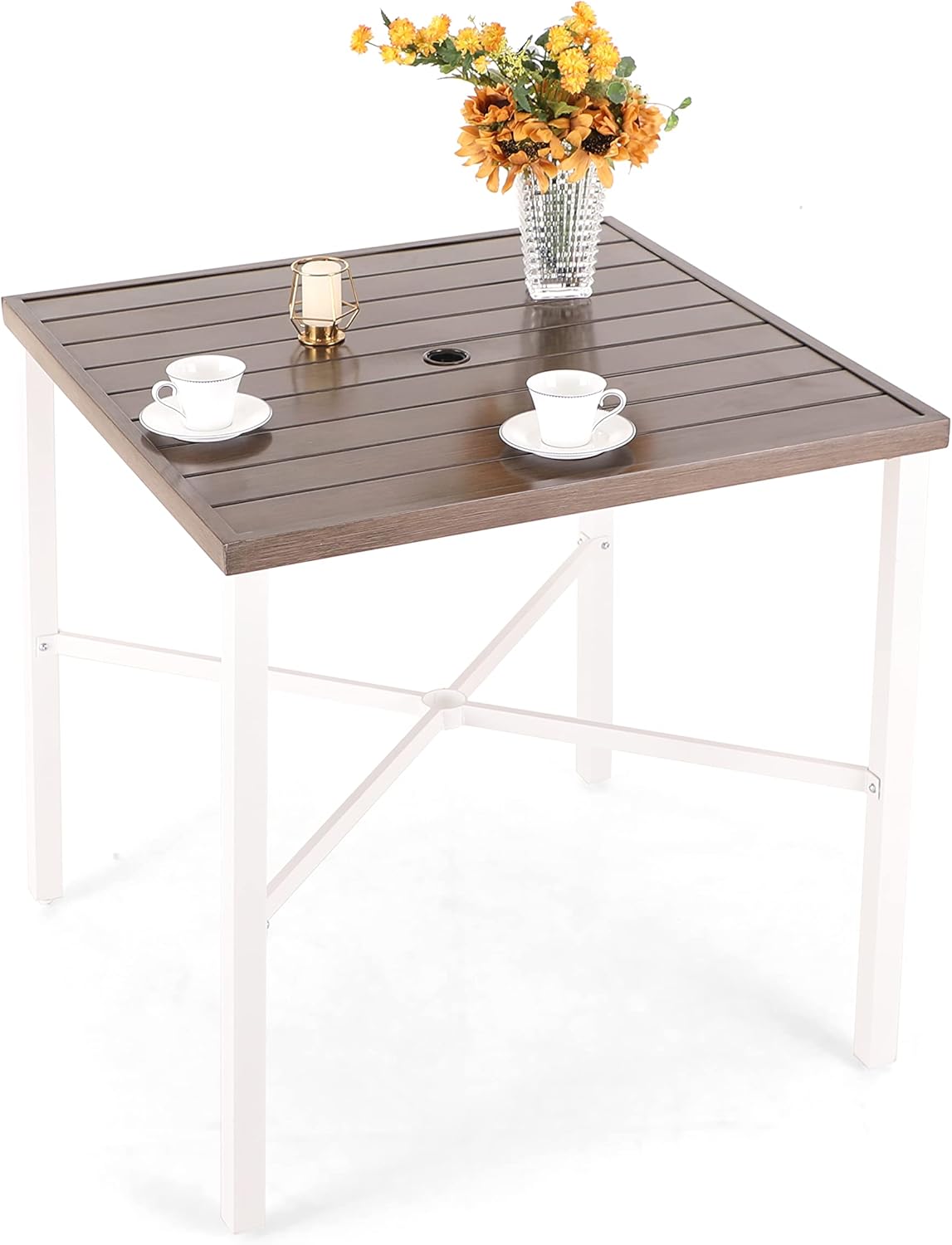 Amazon.com: PHI VILLA Outdoor Bar Table, High Patio Table with Umbrella ...