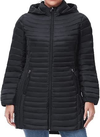 Amazon.com: SLOW DOWN Women Plus Size Ultra Light Down Jacket Packable ...