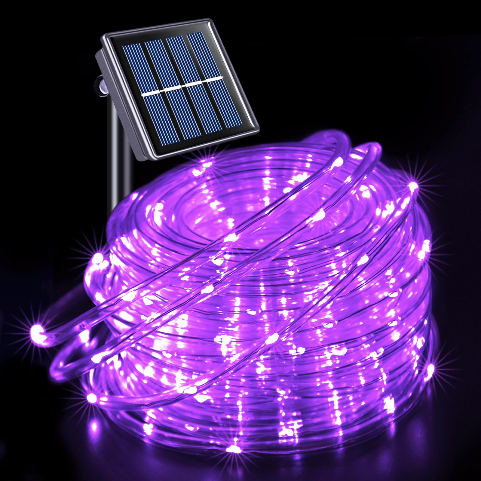 Amazon.com: JMEXSUSS 200 LED Purple Solar Christmas Lights, 66 ft Rope ...