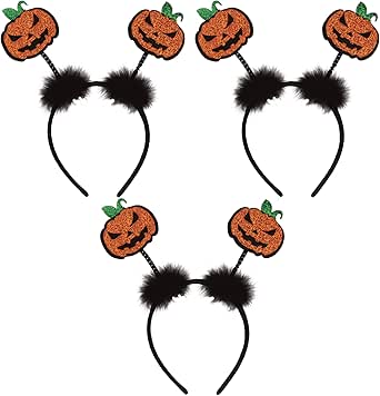 Amazon.com: Beistle Glittered Jack-O’-Lantern Bopper Headbands 3-Count ...