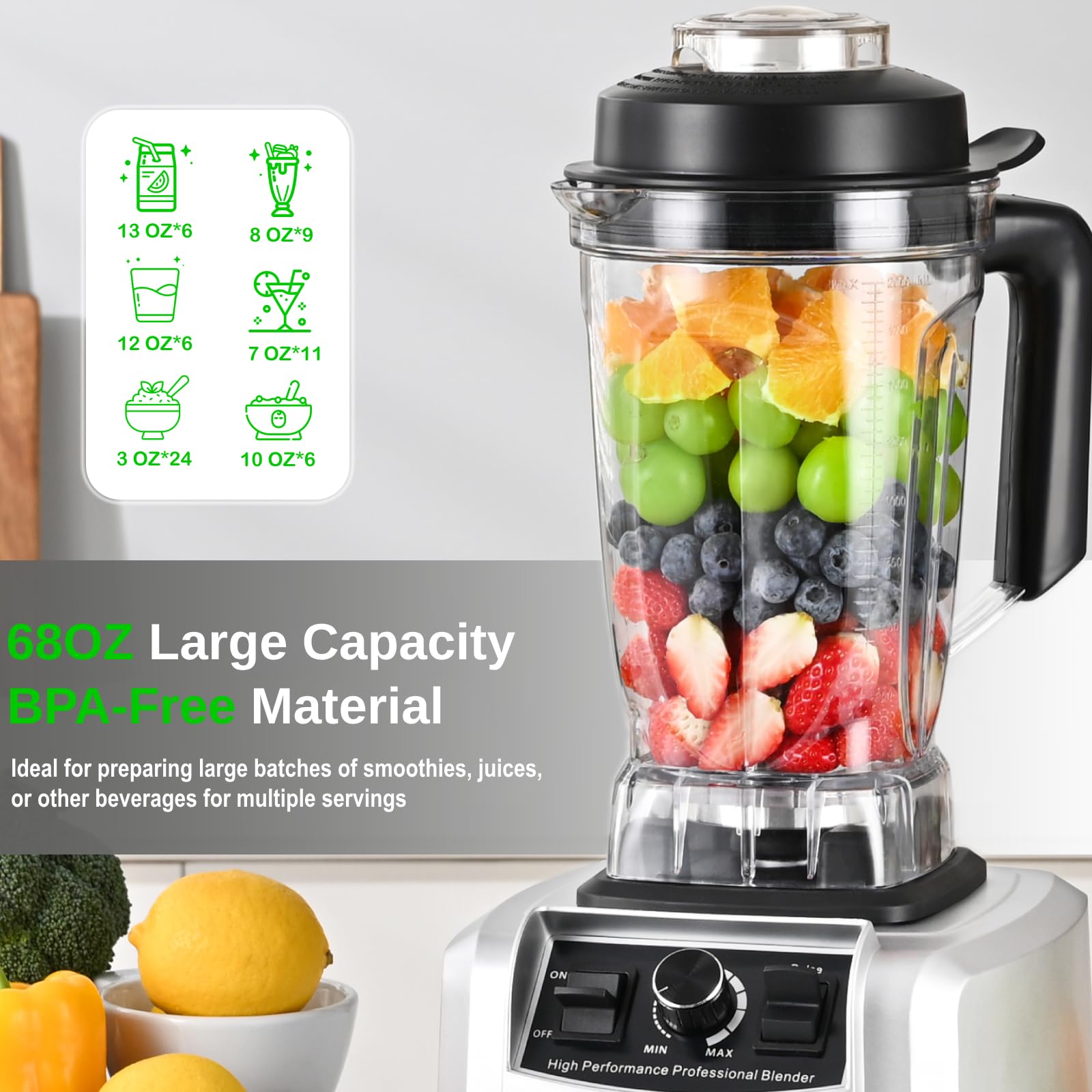 Snapklik.com : Kitchen In The Box Blender, 68 OZ Professional ...