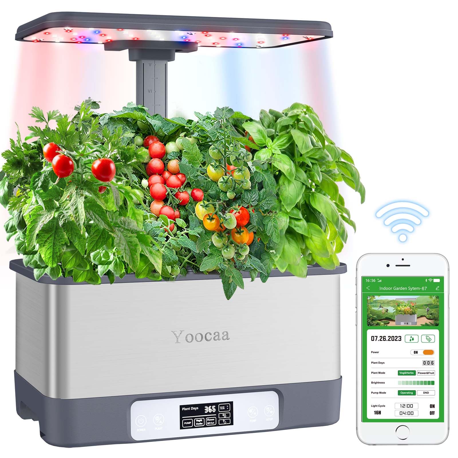 Yoocaa APP Remote Control Hydroponics Growing System with LED Grow ...