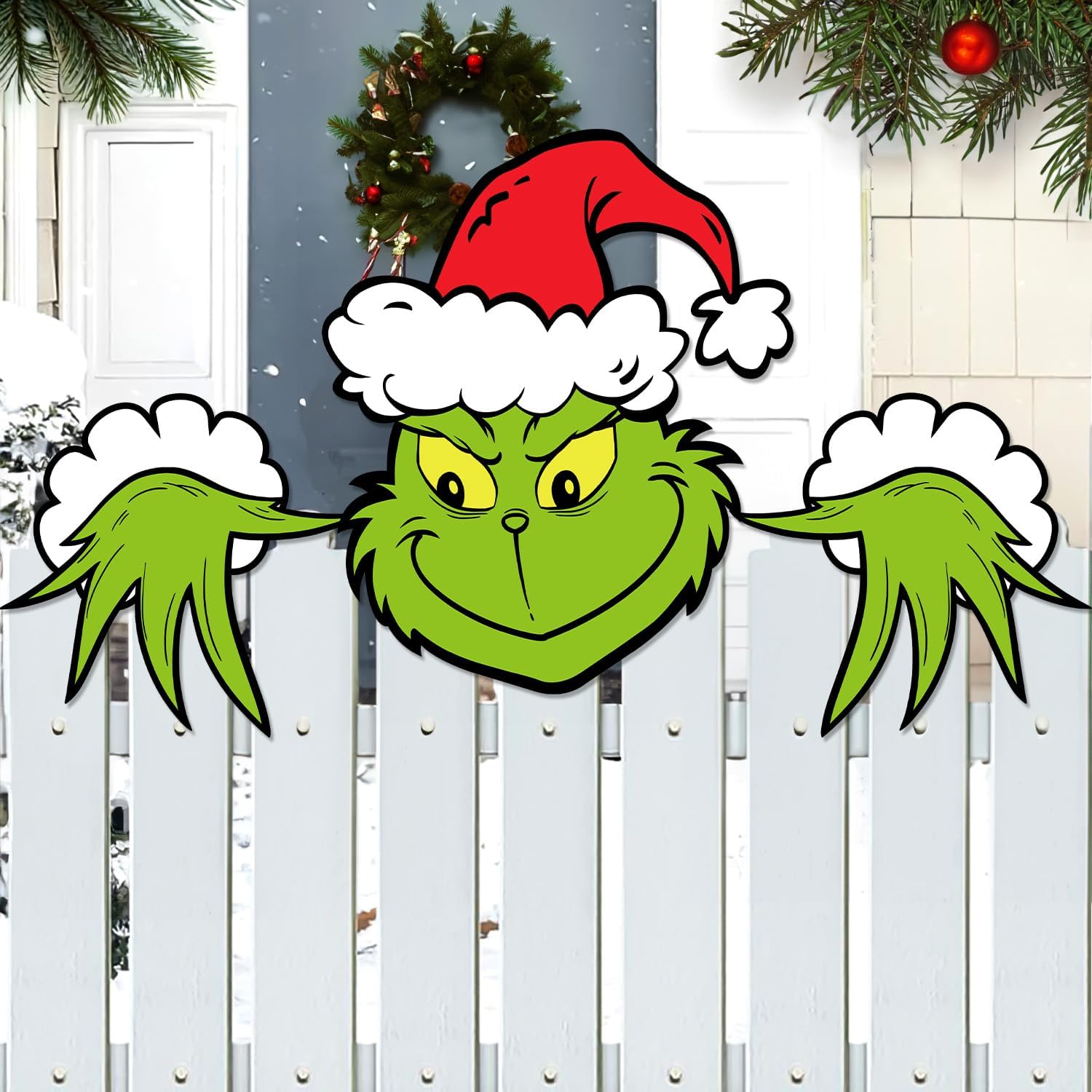 Amazon.com: HANXIG 3 PCS Christmas Fence Peeker Decoration Xmas Yard ...