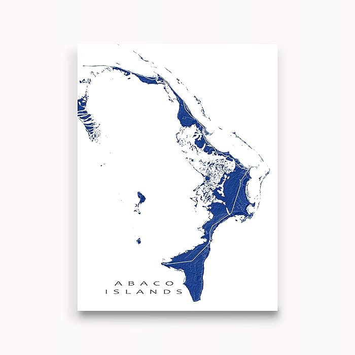 Buy Abaco Islands Map Print, The Bahamas, Caribbean Wall Art Poster ...