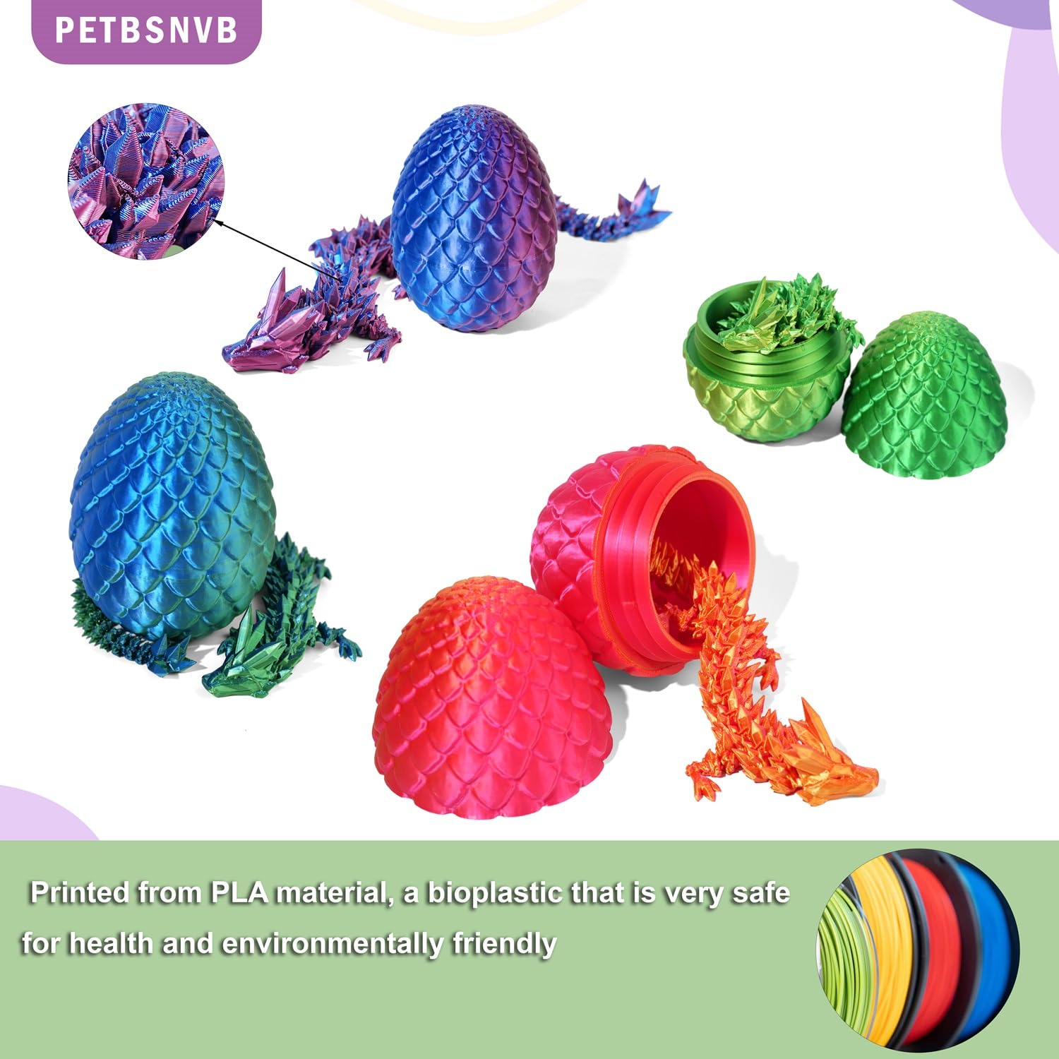 Snapklik.com : PETBSNVB 12" 3D Printed Dragon In Easter Eggs, Easter ...