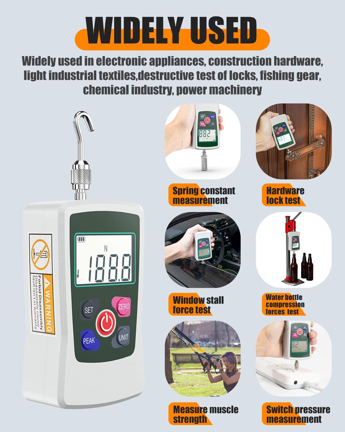 Snapklik.com : Force Gauge, 500N Digital Push Pull Gauge, Dynamometer ...