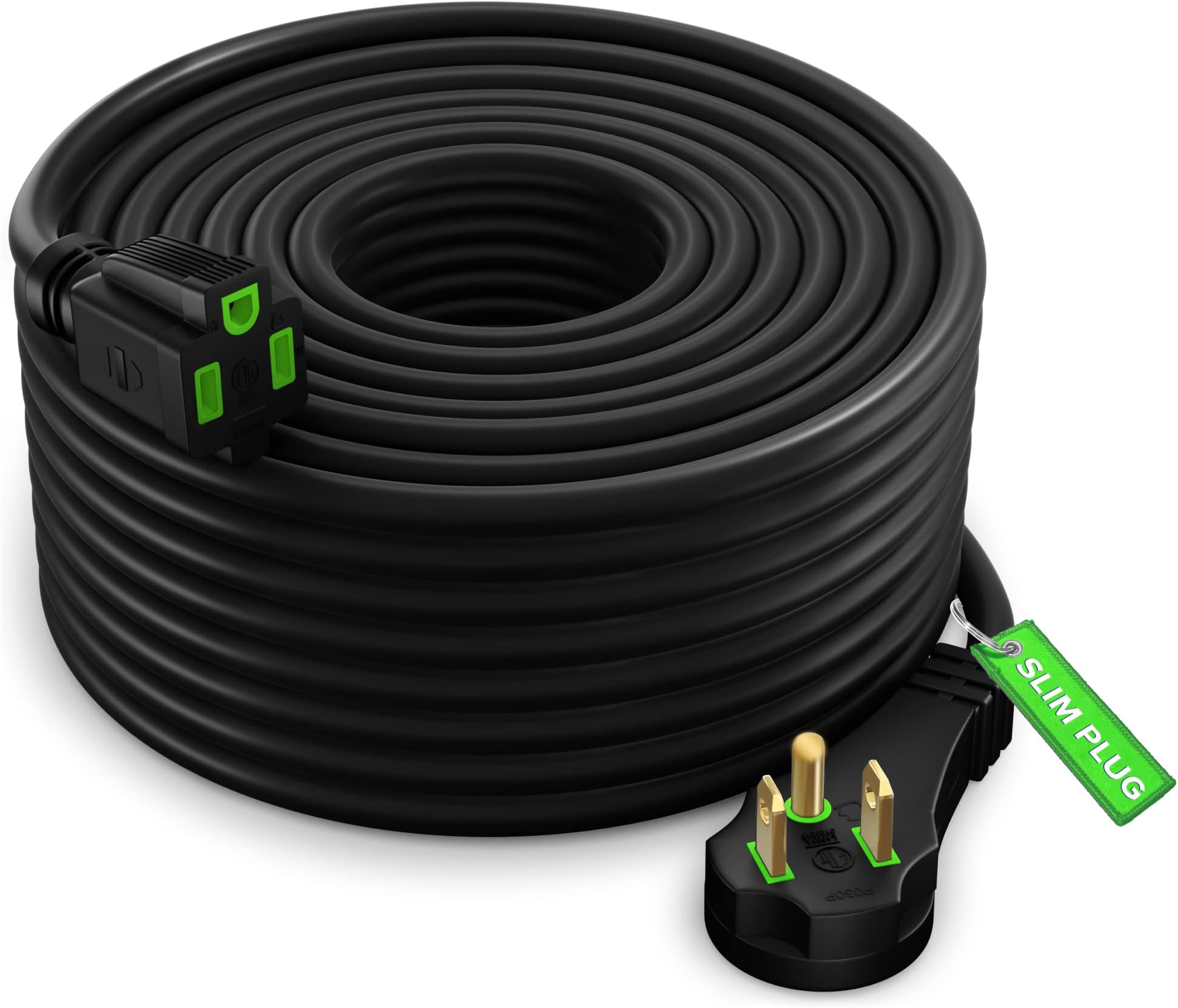 Maximm Flat Plug Extension Cord 50 ft with Slim Space-Saving Plug ...