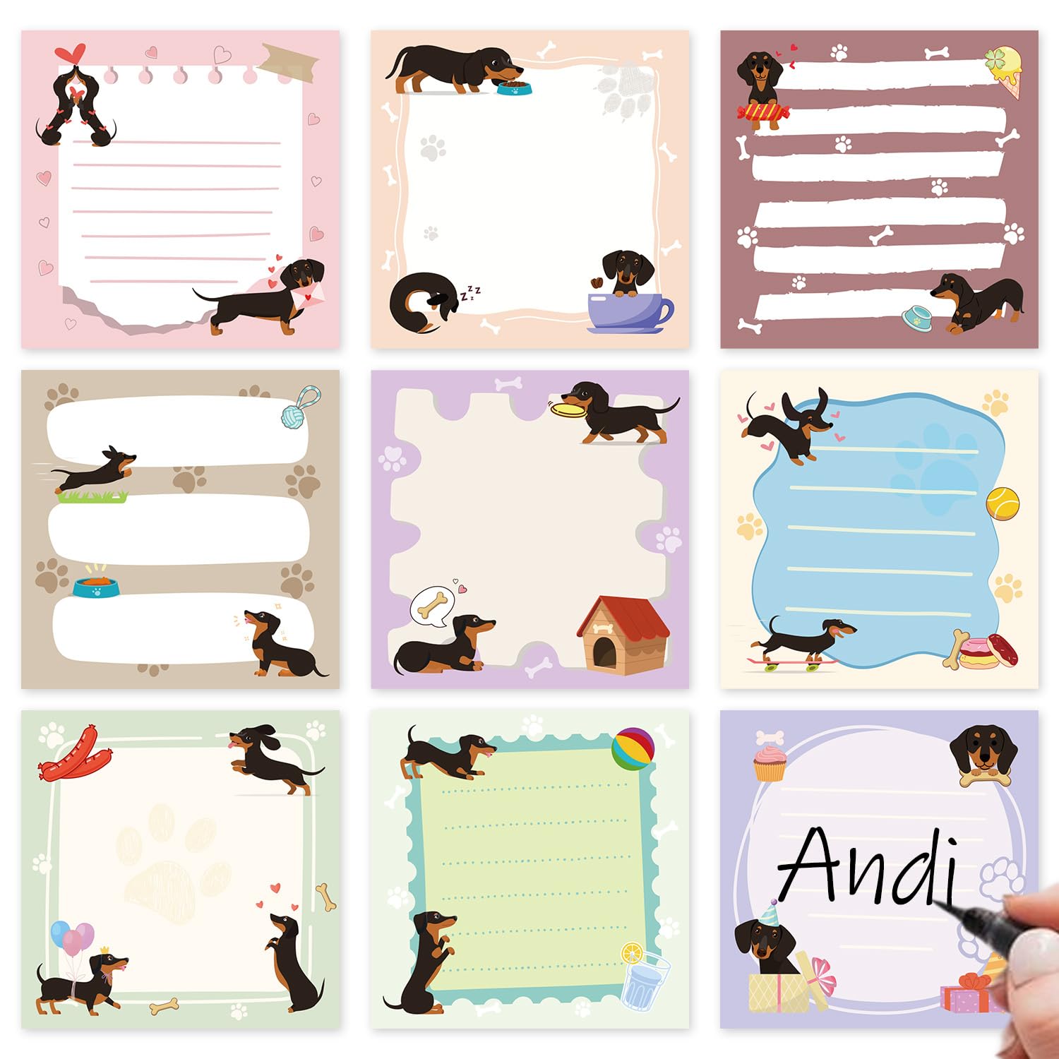 Amazon.com : Lovarywow Dachshund Sticky Notes Gifts - 9Pack Cute Sticky ...