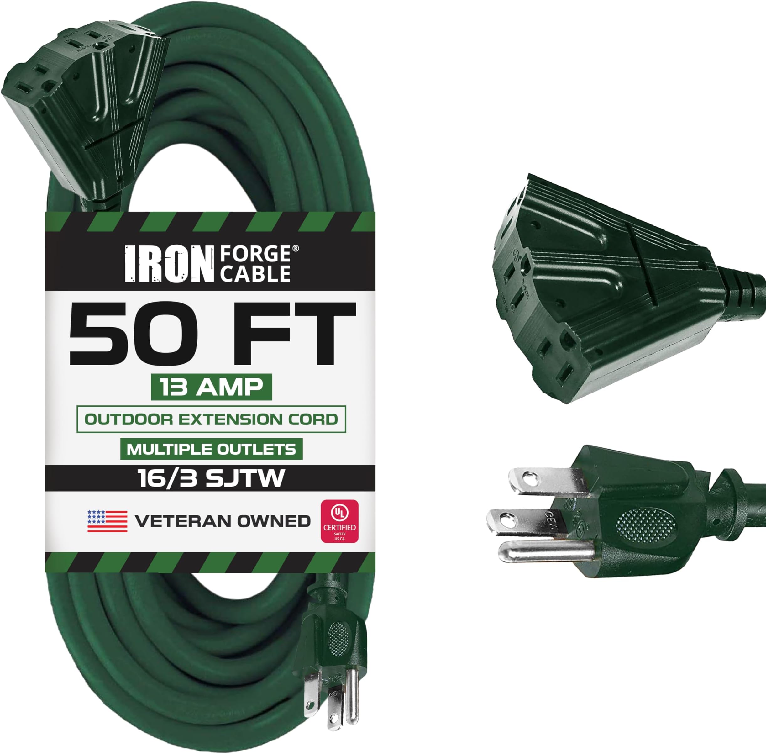 Amazon.com: GREATIDE 50 Ft Outdoor Extension Cord with 3 Electrical ...