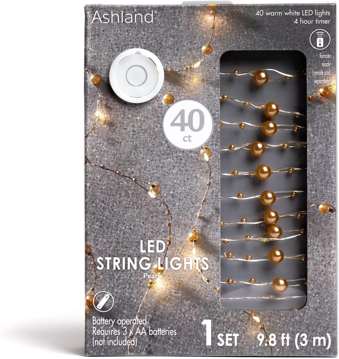 Amazon.com: Ashland 40ct. Warm White Gold Pearl LED String Lights ...