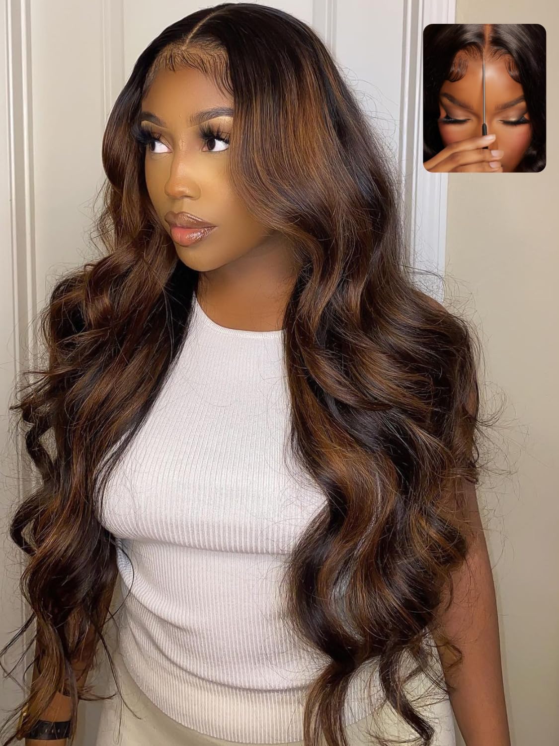 Amazon.com : Sunber Ombre Highlight #FB30 7x5 Lace Front Glueless Human ...