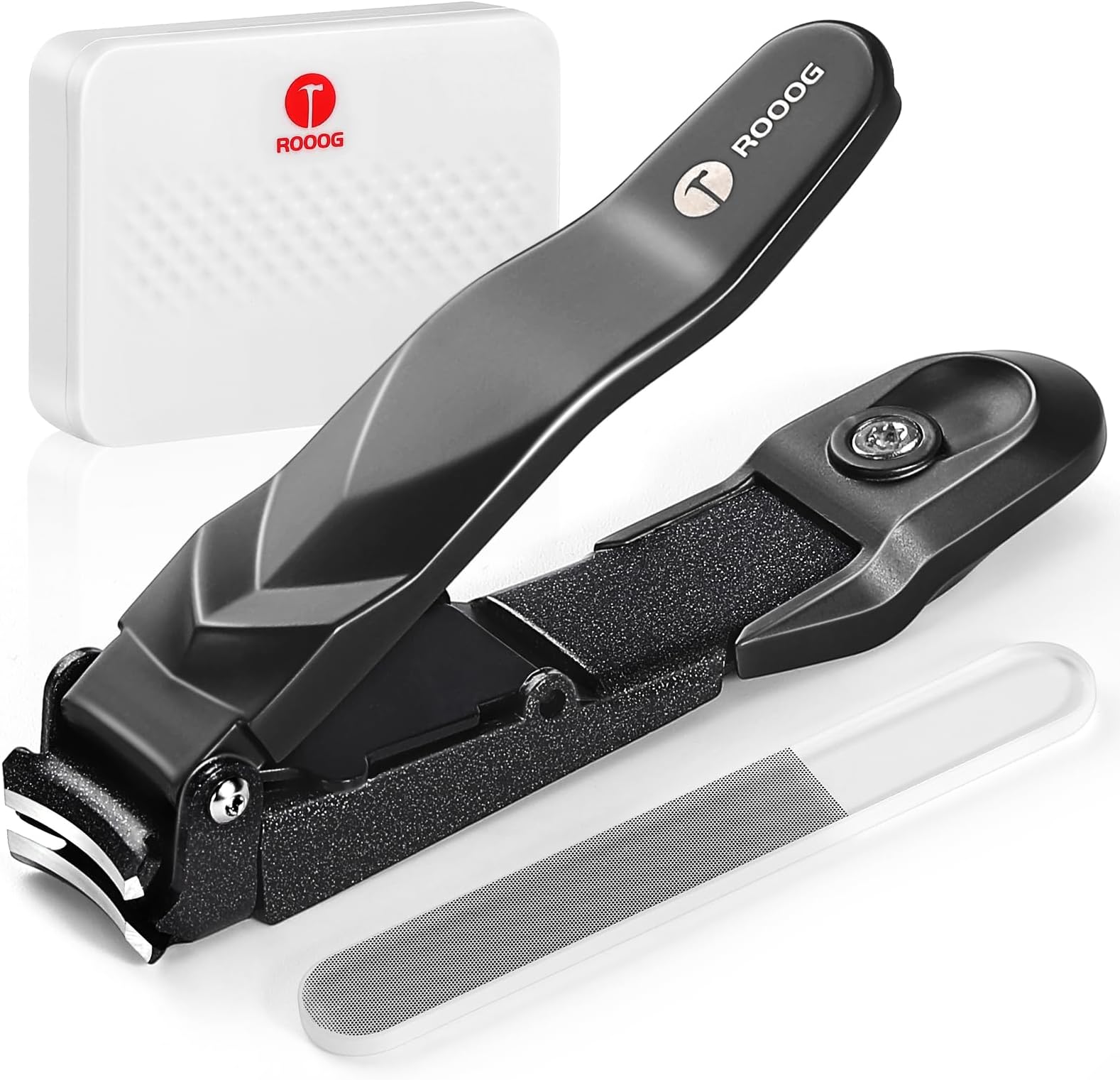 Amazon.com : ROOOG Nail Clippers for Men Women with Catcher,No Splash ...