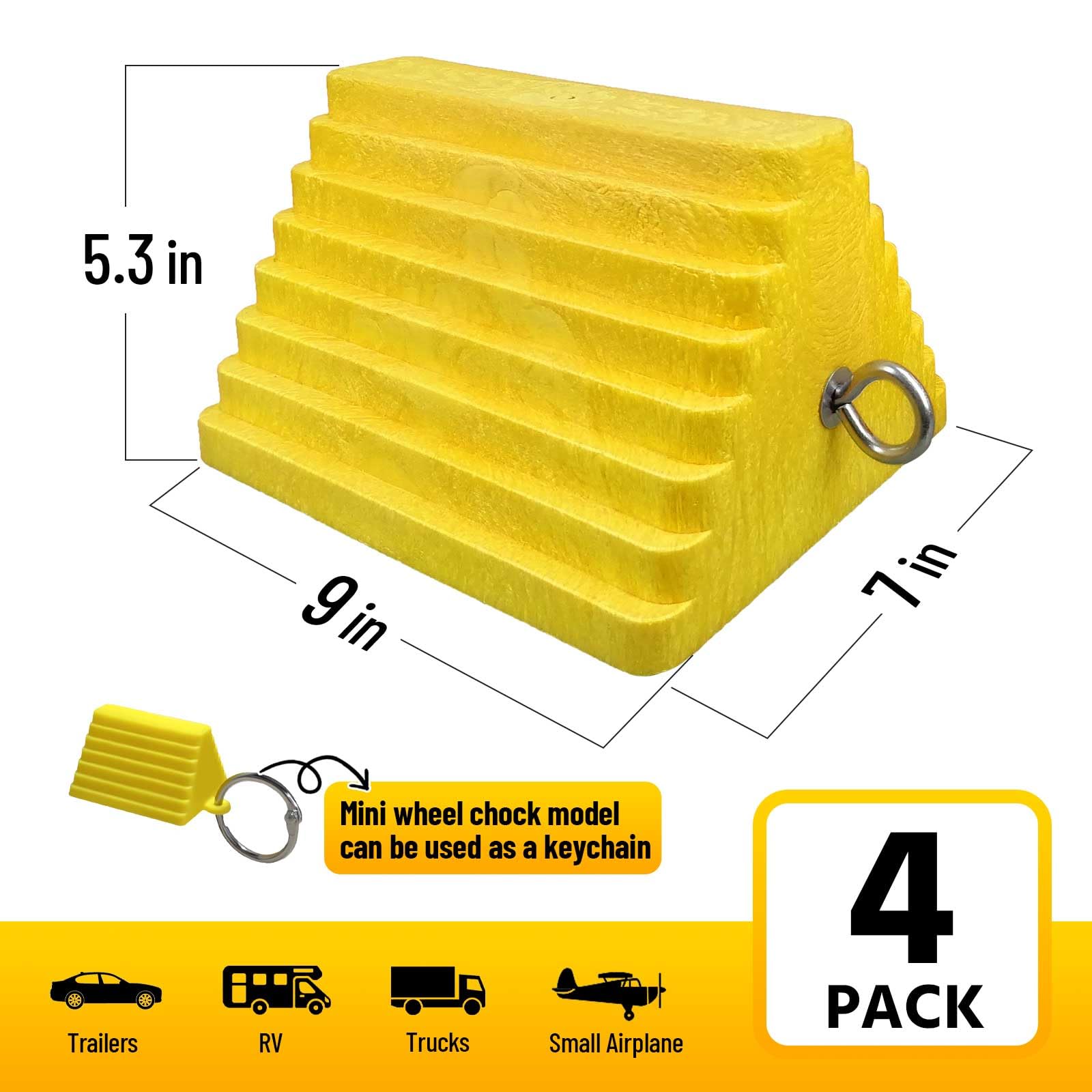 Snapklik.com : ROBLOCK 4 Packs Wheel Chocks Heavy Duty Yellow