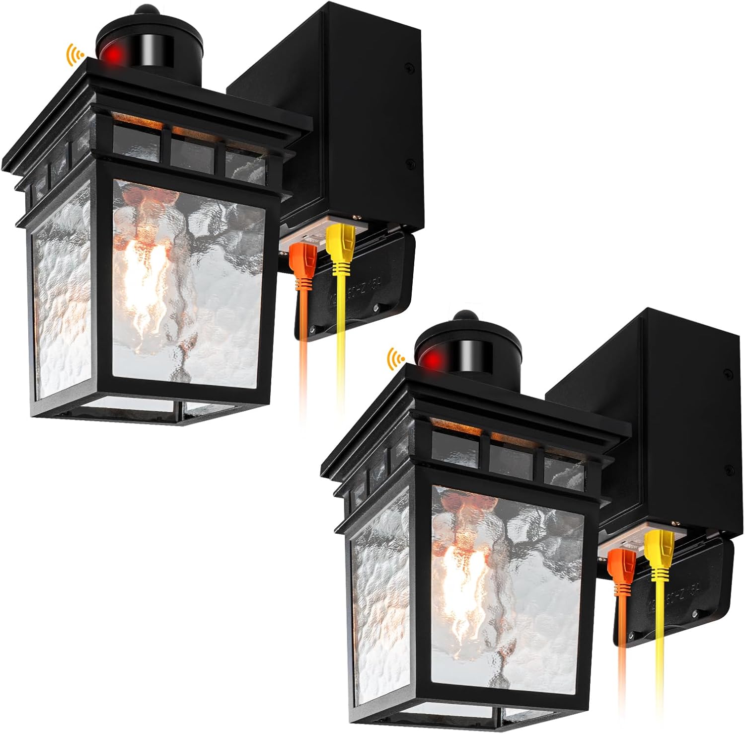 VIOAOEAFA 2 Pack Porch Light Outdoor with GFCI Outlet - 3 Lighting ...