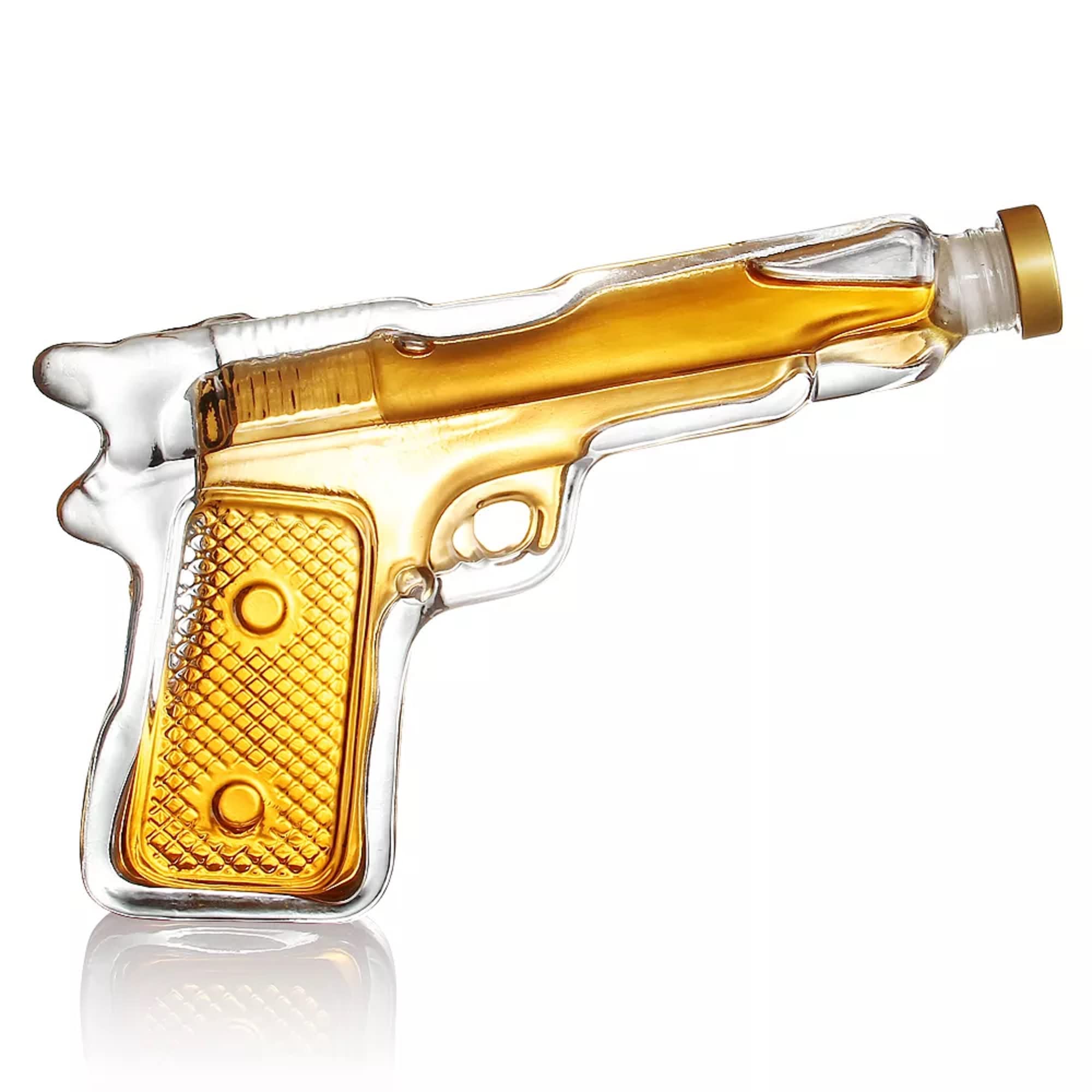 AUGEN Whiskey Decanter Creative Gun Pistol Shaped Crystal Glass ...