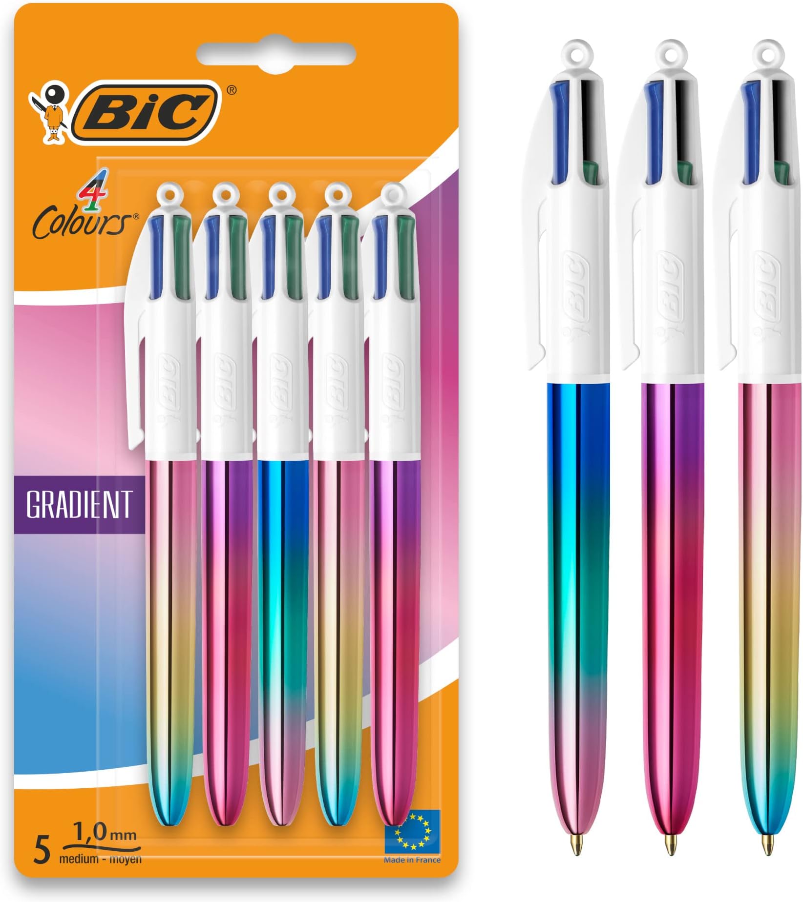BIC 4 Couleurs Original - Stylos-Bille Rétractables Pointe Moyenne (1,0 ...