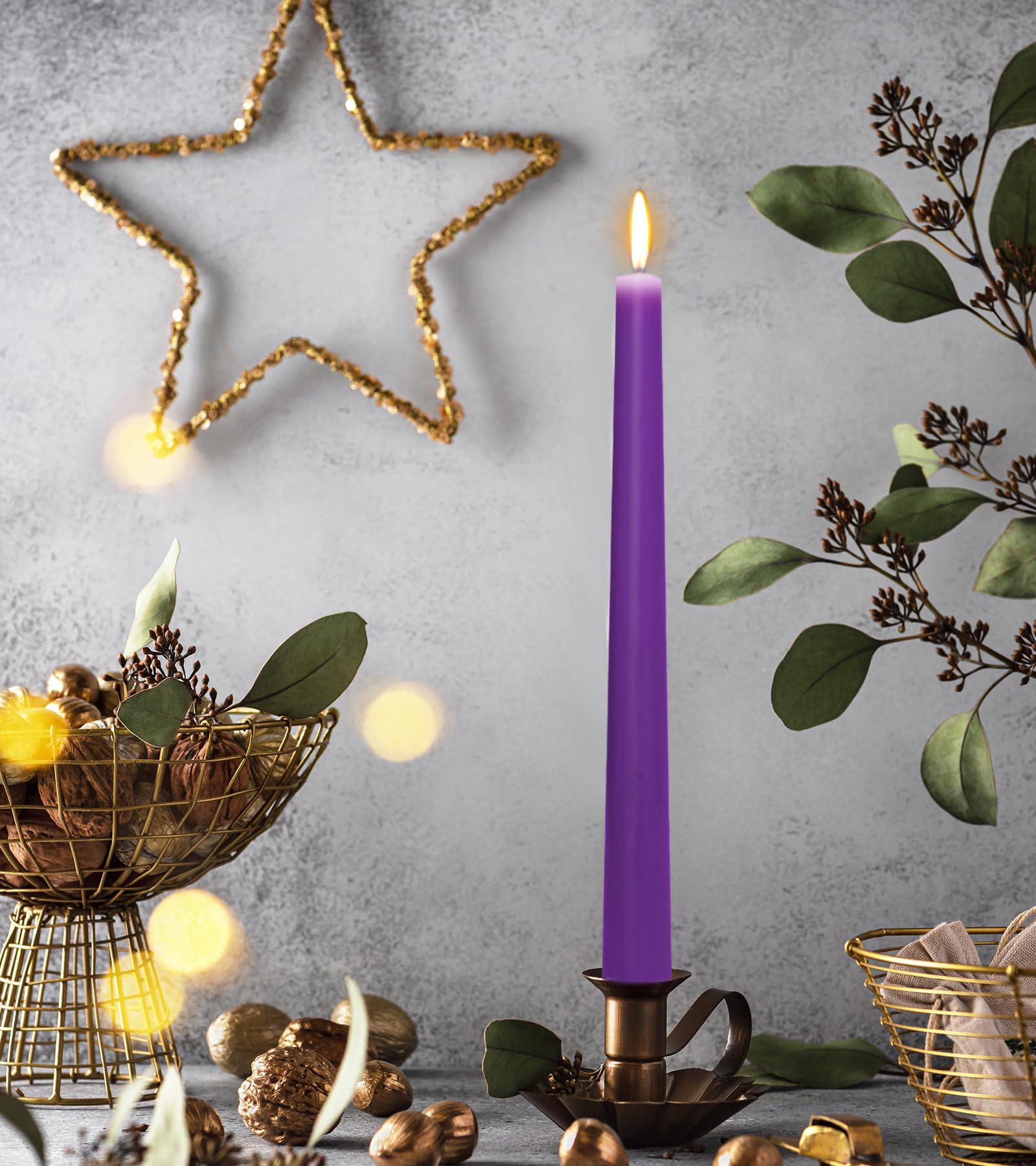 Purple Candle 10 Inch Purple Taper Candles Scented Smokeless Candle ...