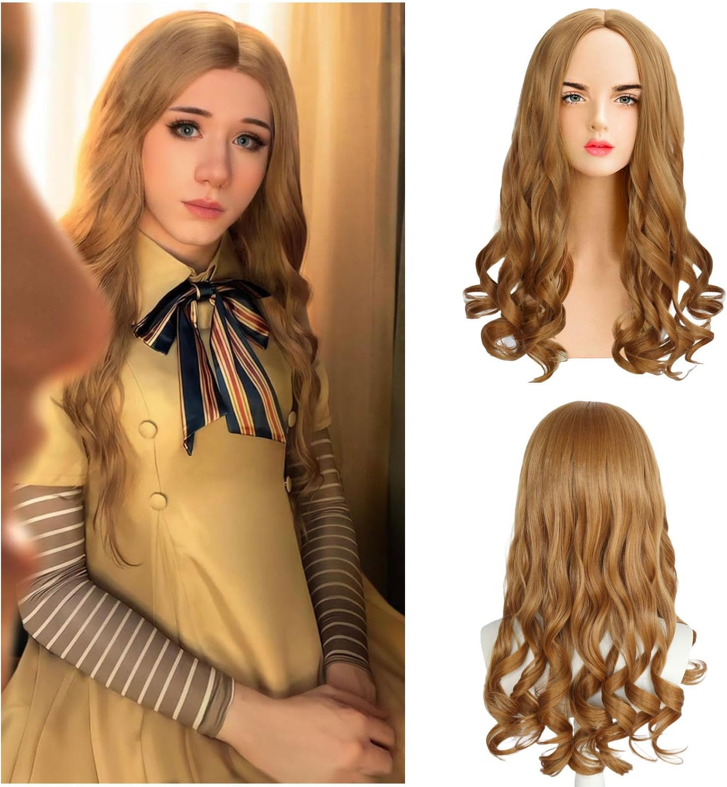 Amazon.com: IEBIYO Blonde Wig Girls Blonde Women Wig Strawberry Blonde ...