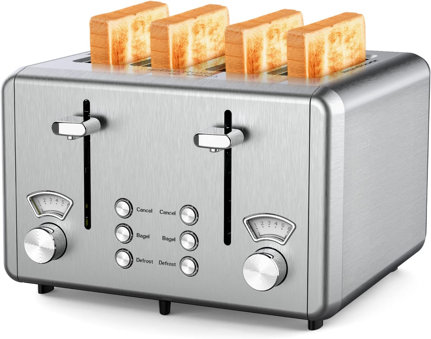 Amazon.com: whall WHALL Toaster 4 Slice Stainless Steel,Toaster-6 Bread ...