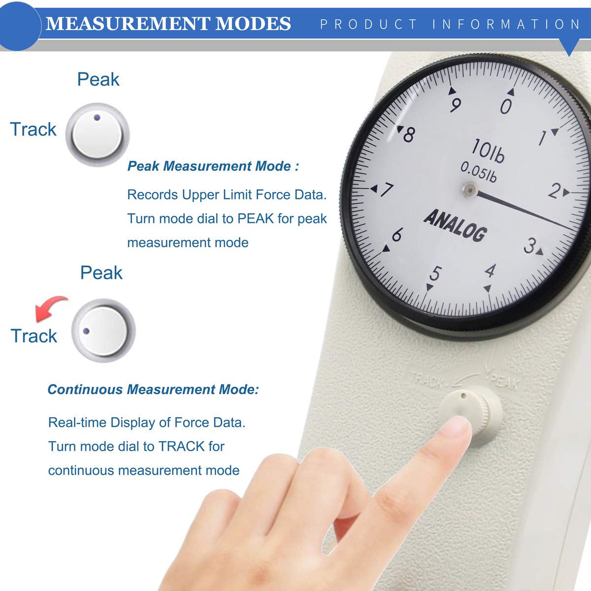 Snapklik.com : BAOSHISHAN 10lb Push Pull Force Gauge Force Tester Meter