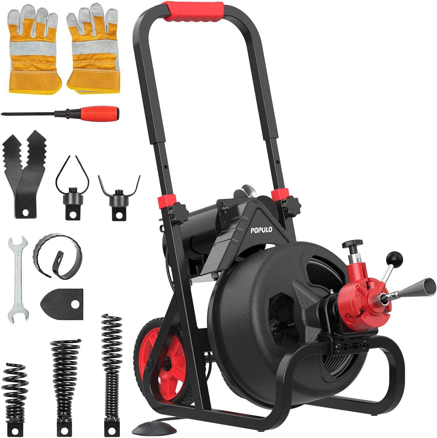 Amazon.co.jp: Populo 75フィート スネーク下水排水口 POPULO ドレインクリーナーマシン 5.8A 1/2インチ ...