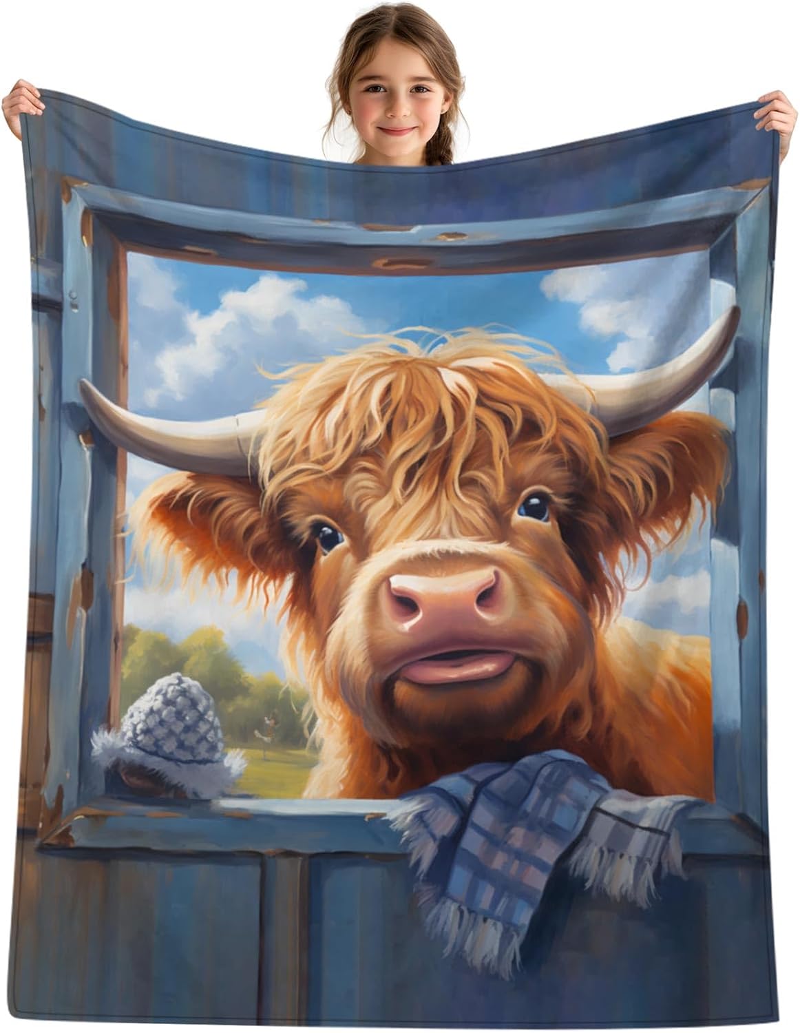 Amazon.com: FREE LION Highland Cow Blanket, Cute Baby Highland Cow ...
