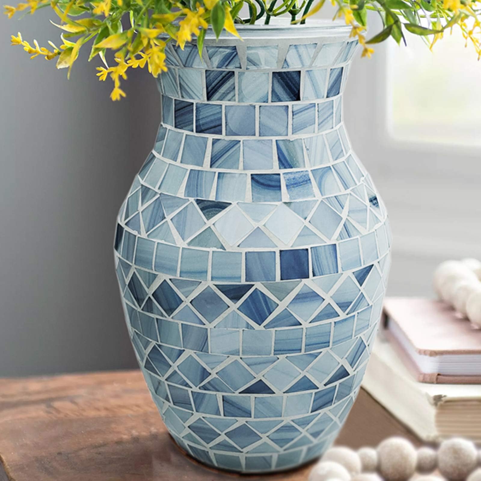 Amazon.com: Modern Design Hollow Small Blue Ceramic vase for Water ...