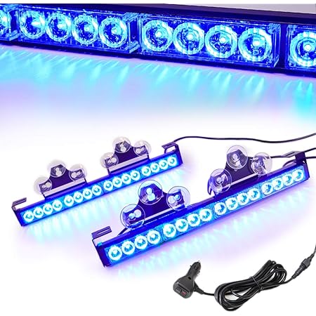 Amazon.com: LE-JX Blue Emergency Strobe Light Bar 36in 13 Flash ...