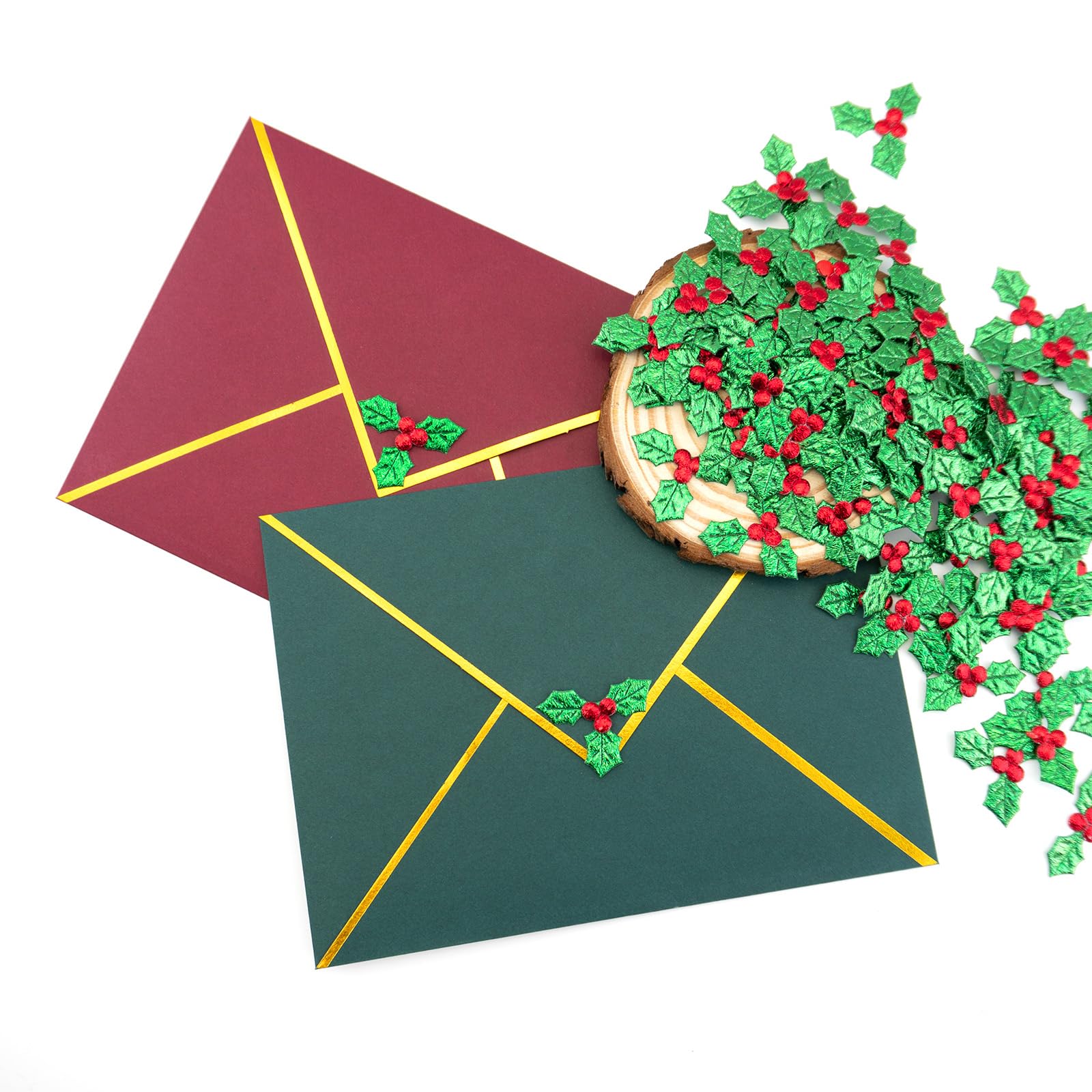 Snapklik.com : Quacc 100pcs Mini Triple Leaf Holly Berries, Christmas ...
