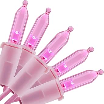 YULETIME Pink LED Christmas Lights with Pink Wire, 33 Feet 100 Count UL ...