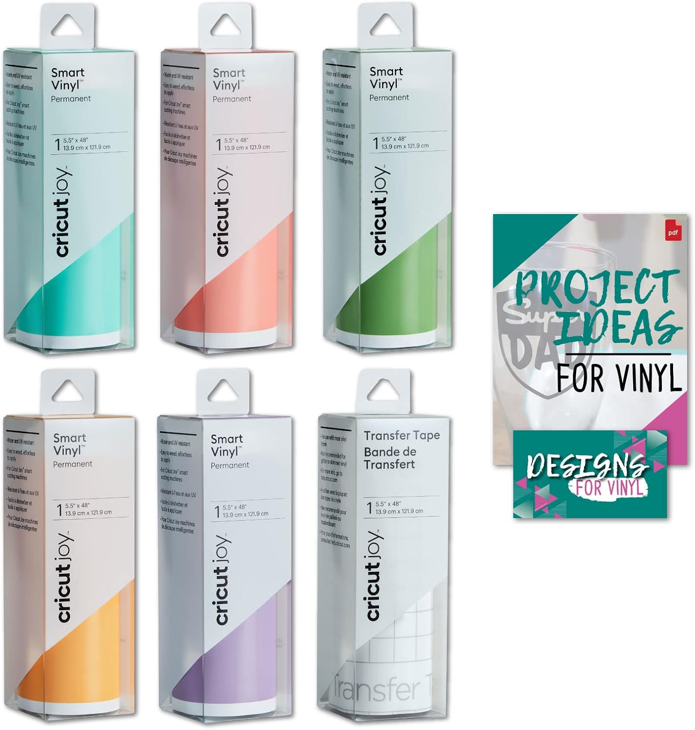 Cricut Joy Smart Permanent Vinyl - Mint, Coral, Tangerine, Lime Green ...