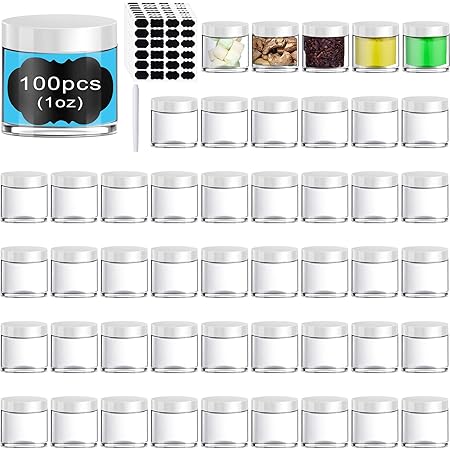 Amazon.com: 100 Pieces Small Sample Containers with Lids Cosmetic Jars ...
