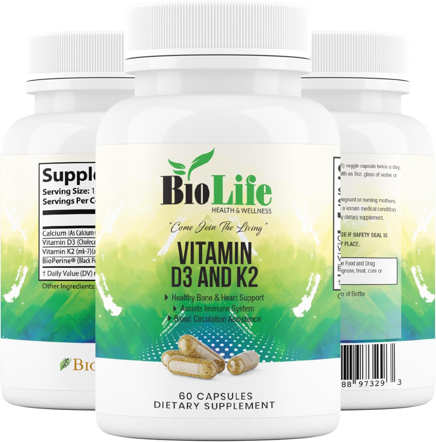 Amazon.com: BIO-CLEANSE D3+K2 Vitamin 5000 IU Supplement Capsule ...
