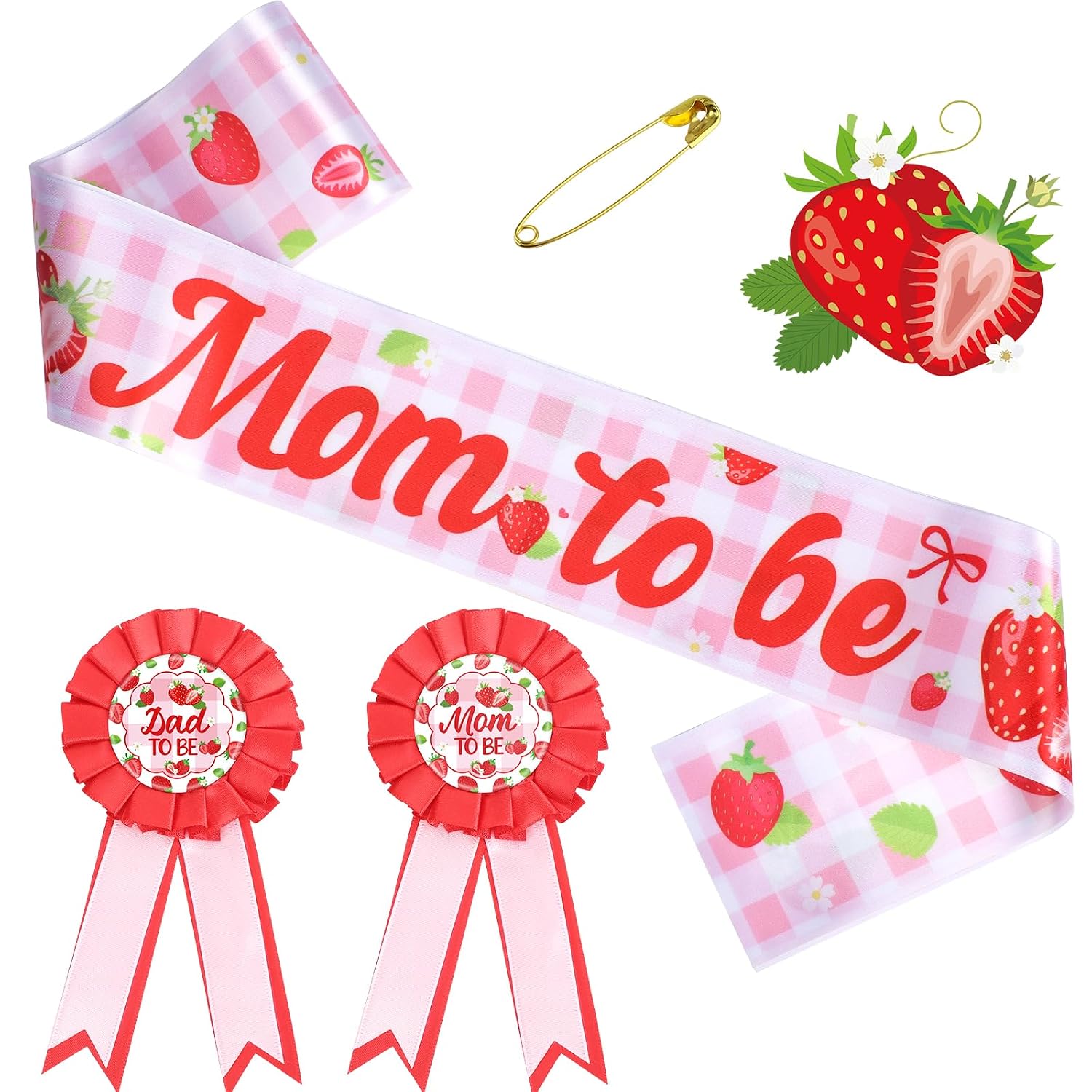 Amazon.com : VorkiVecKi Strawberry Baby Shower Decorations - 3 Pcs ...