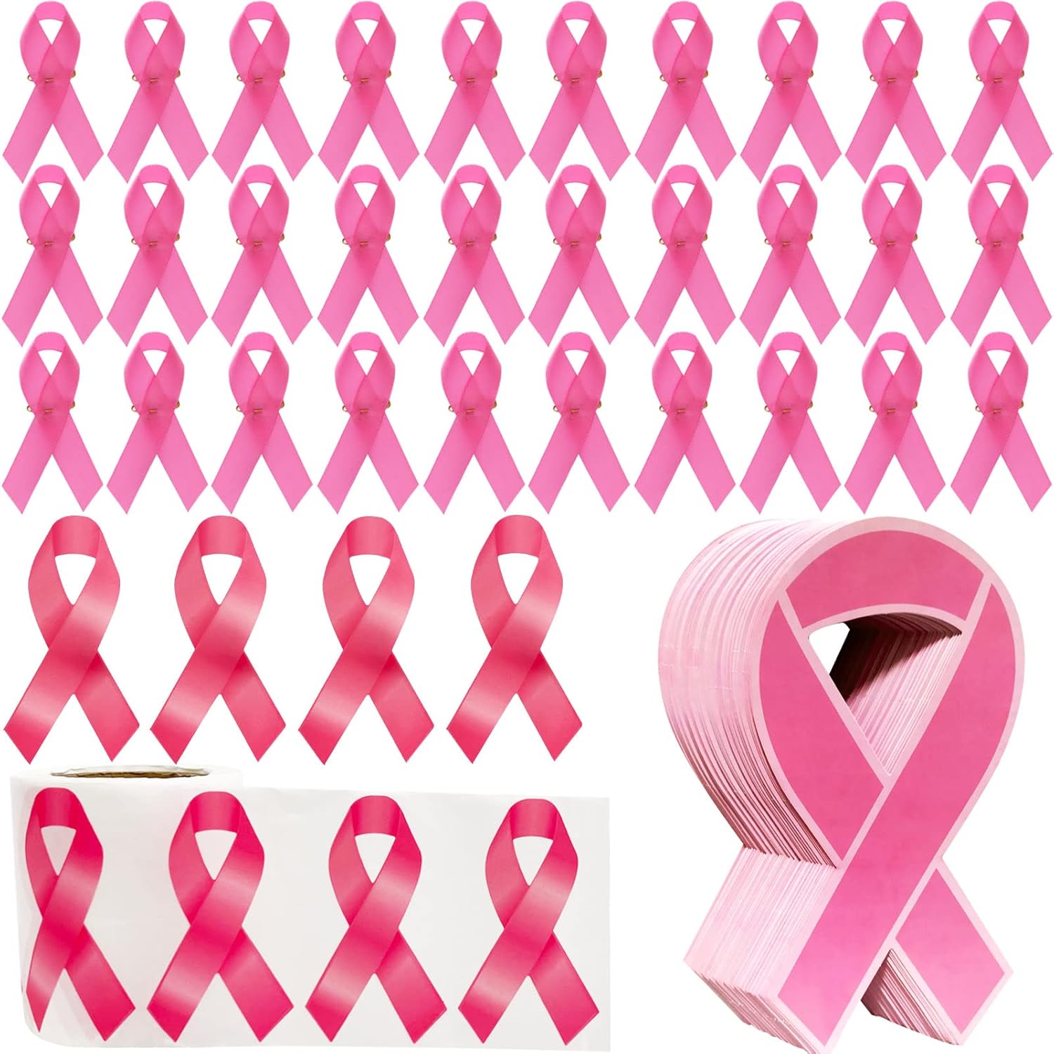 Amazon.com: Satin Awareness Safety Pins, Breast Cancer Ribbon Pins ...