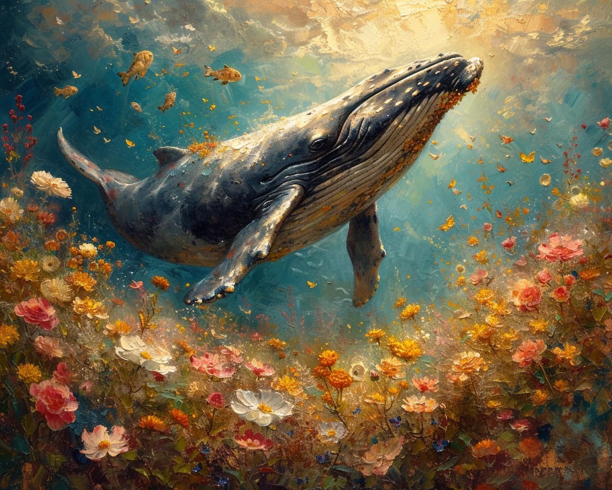 Amazon.com: Paint by Number, Sapphire Seas with Whales, Adult Crafts ...