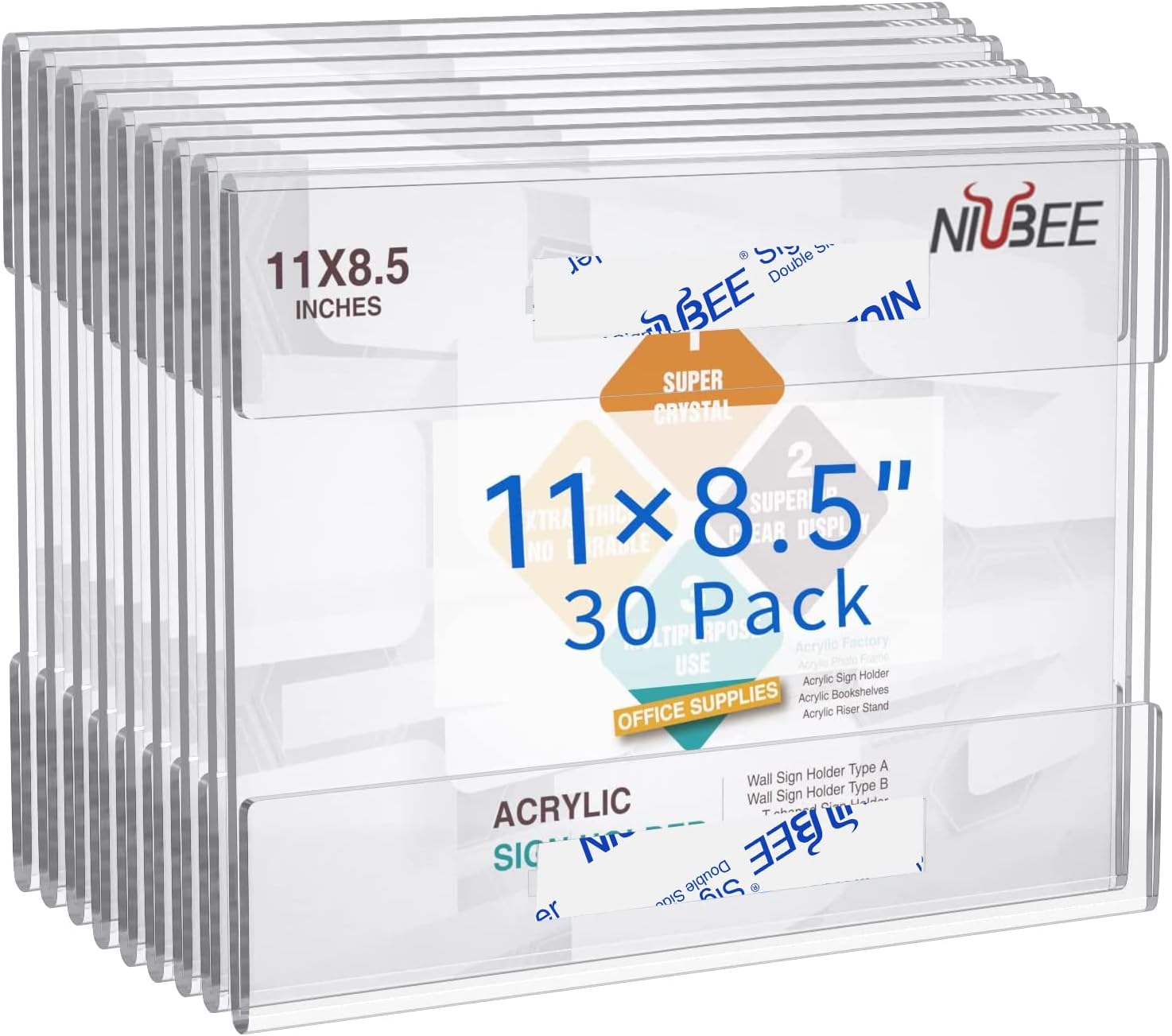 Amazon.com : KSacry 12 Pcs Acrylic Sign Holder 11 x 8.5, Horizontal ...
