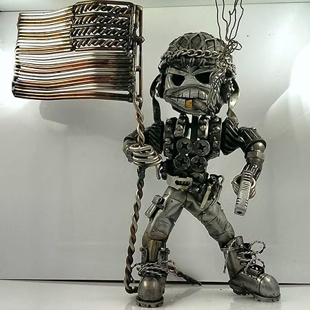 Amazon.com: nezababycos Standing Warrior Inspired Recycled Scrap Metal ...