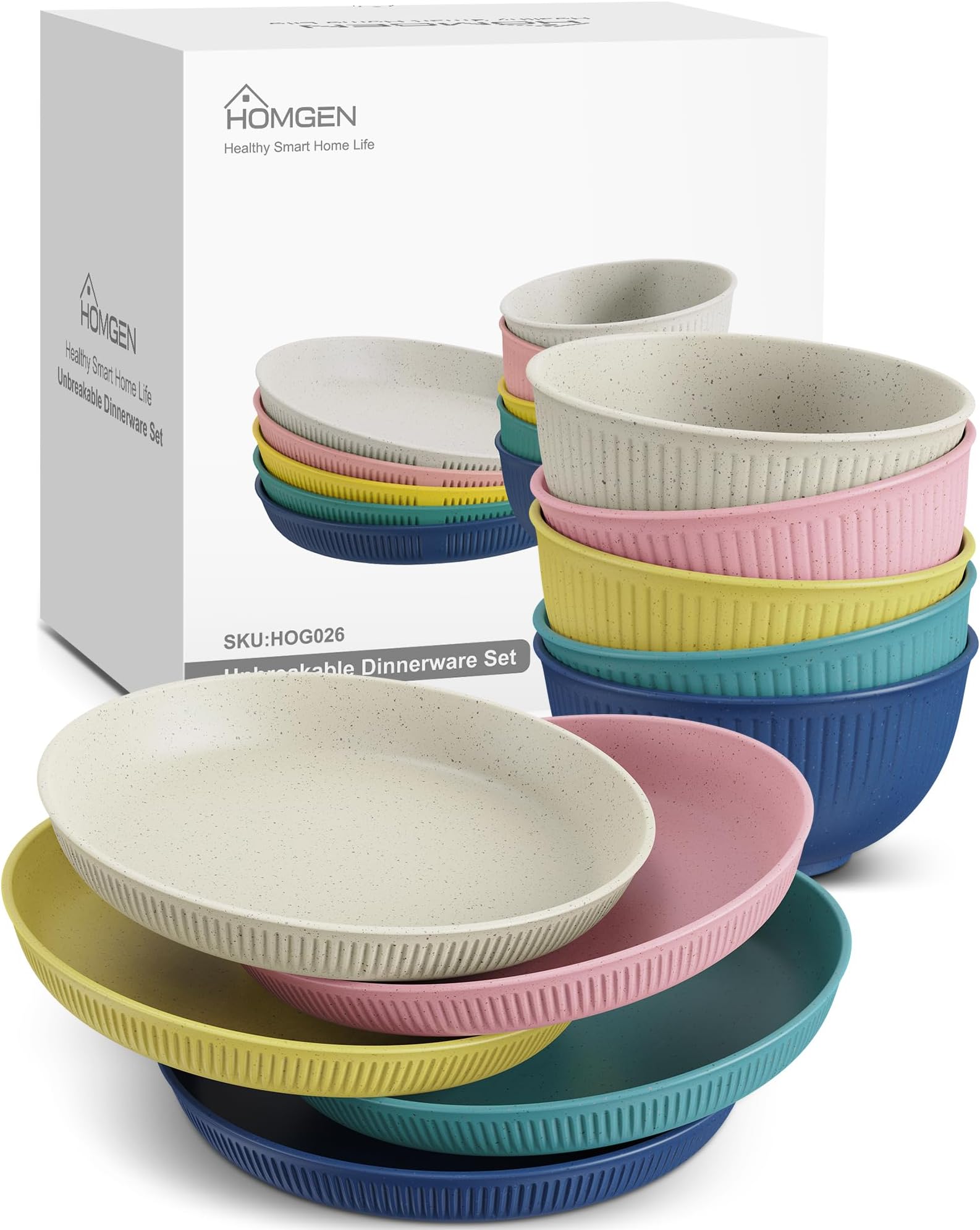 Amazon.com: HOMGEN 10Pack Kids Plates and Bowls Sets Plastic Kitchen ...
