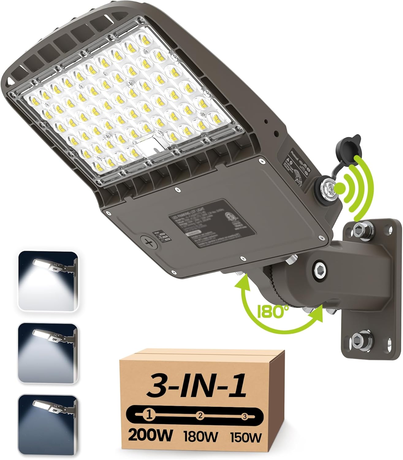 AULACE Parking Lot Light 200W/180W/150W Selectable, 32000LM (160LM/W ...