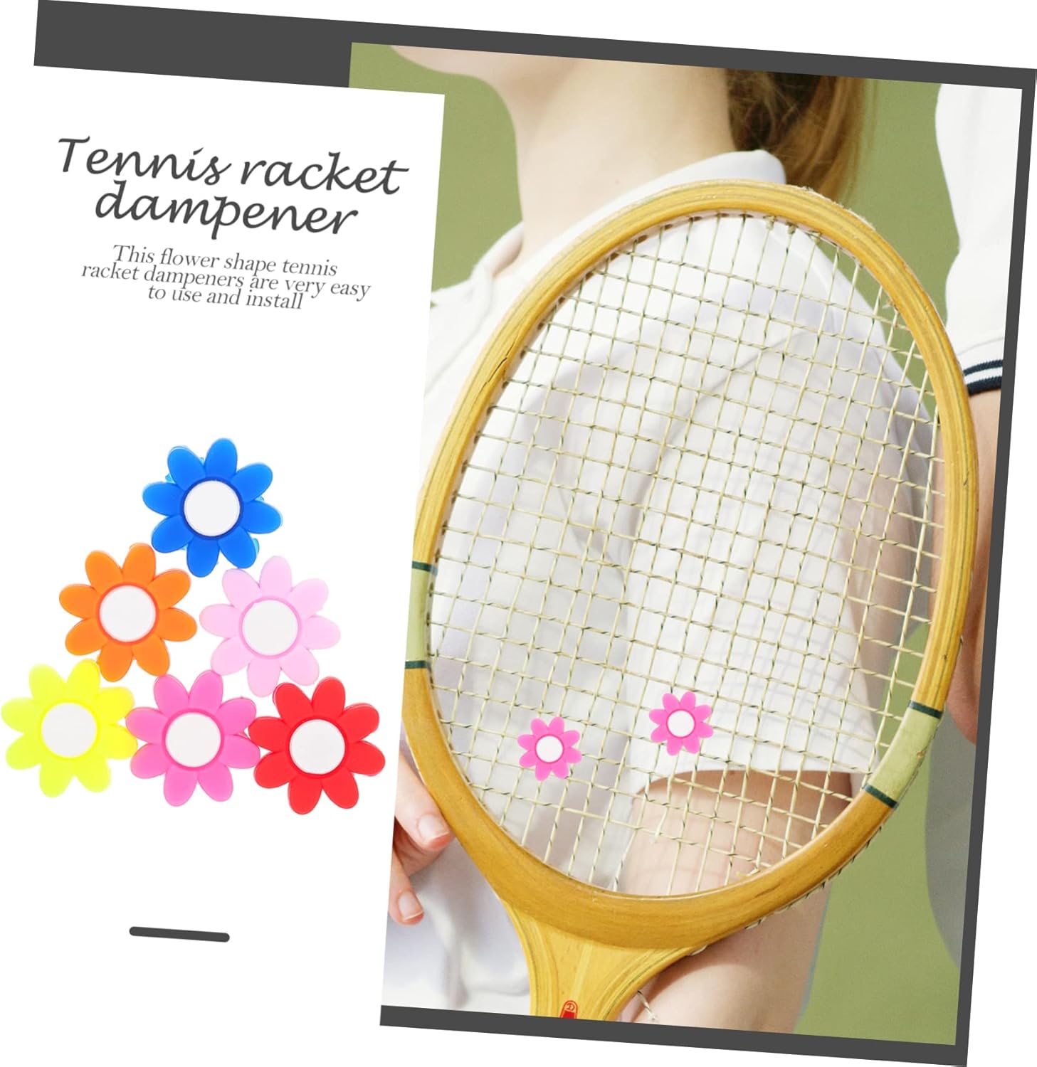Tofficu 6 unids Flower Tennis Dampener The Absorber Raqueta Tennis ...
