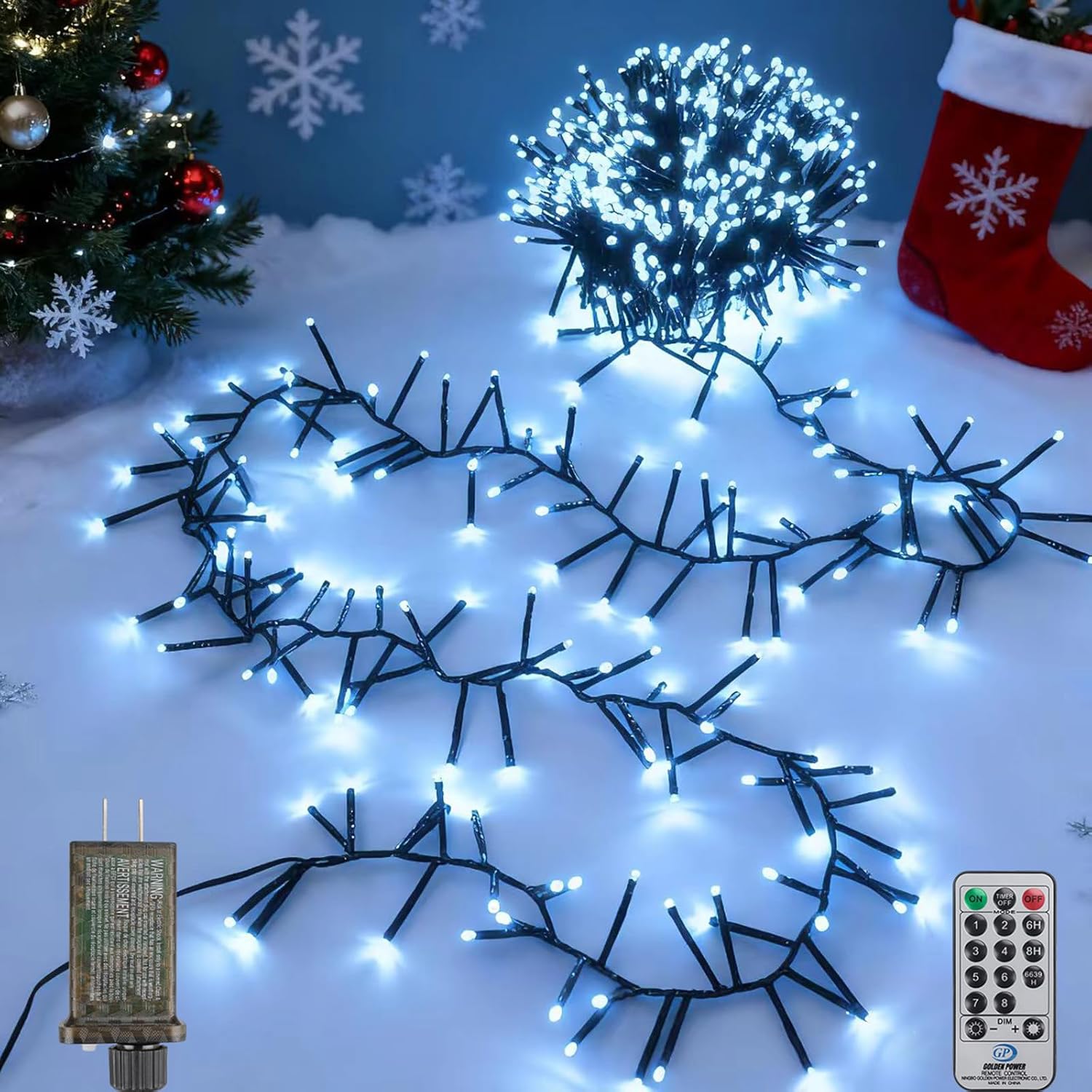 Christmas Cluster Lights Plug-in -52FT 800 LED Firecrackers String ...