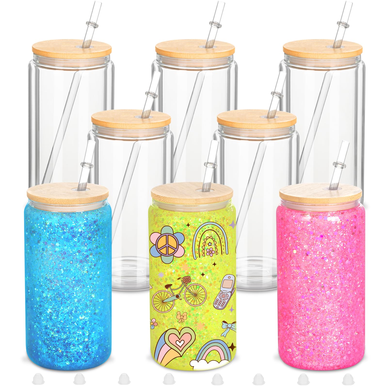 Amazon.com | Micellwuu 8 Pack 16 Oz Sublimation Snow Globe Tumbler ...