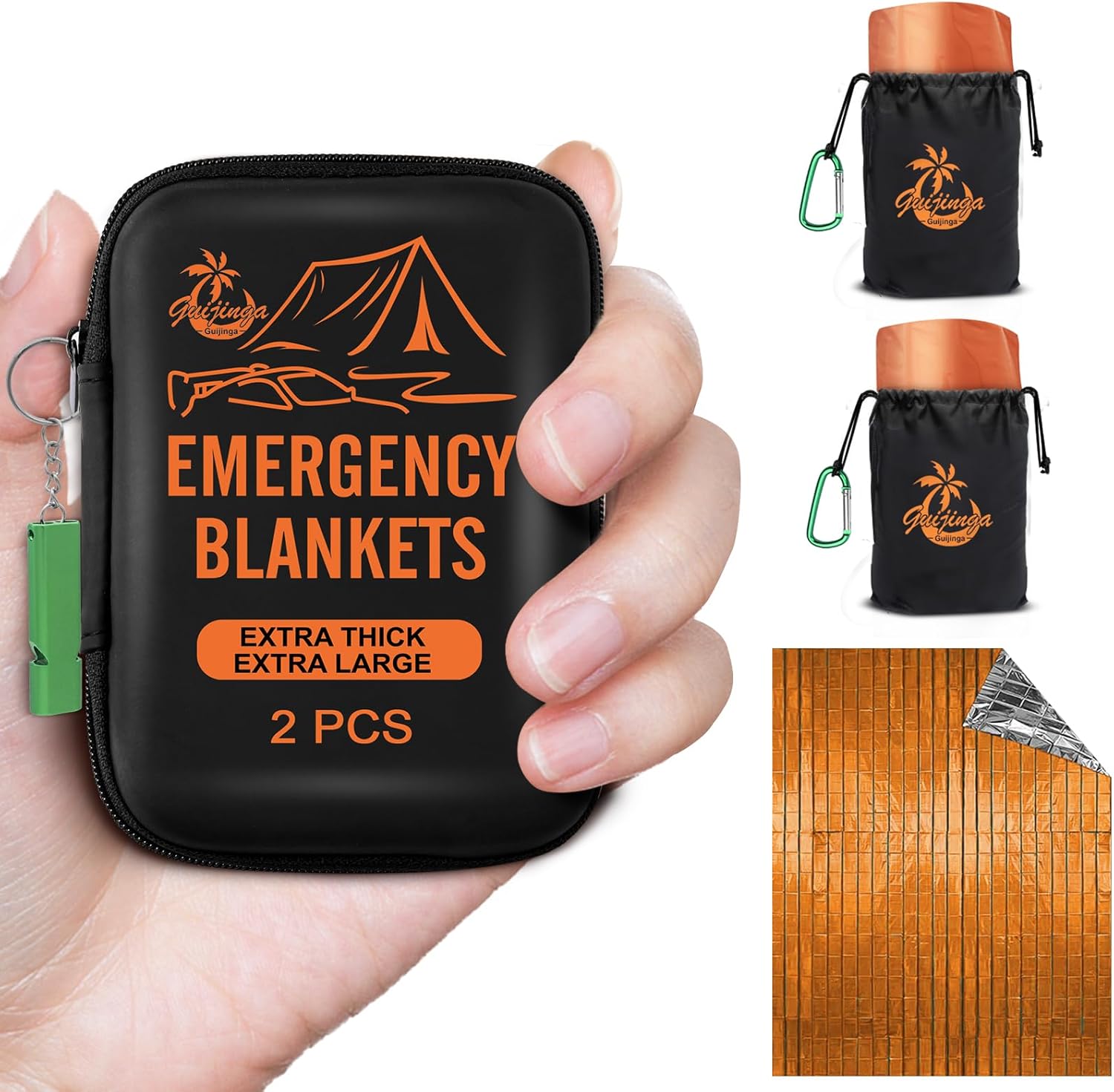 Amazon.com: Guijinga Emergency Blankets for Survival, 2-Pack/4-Pack ...