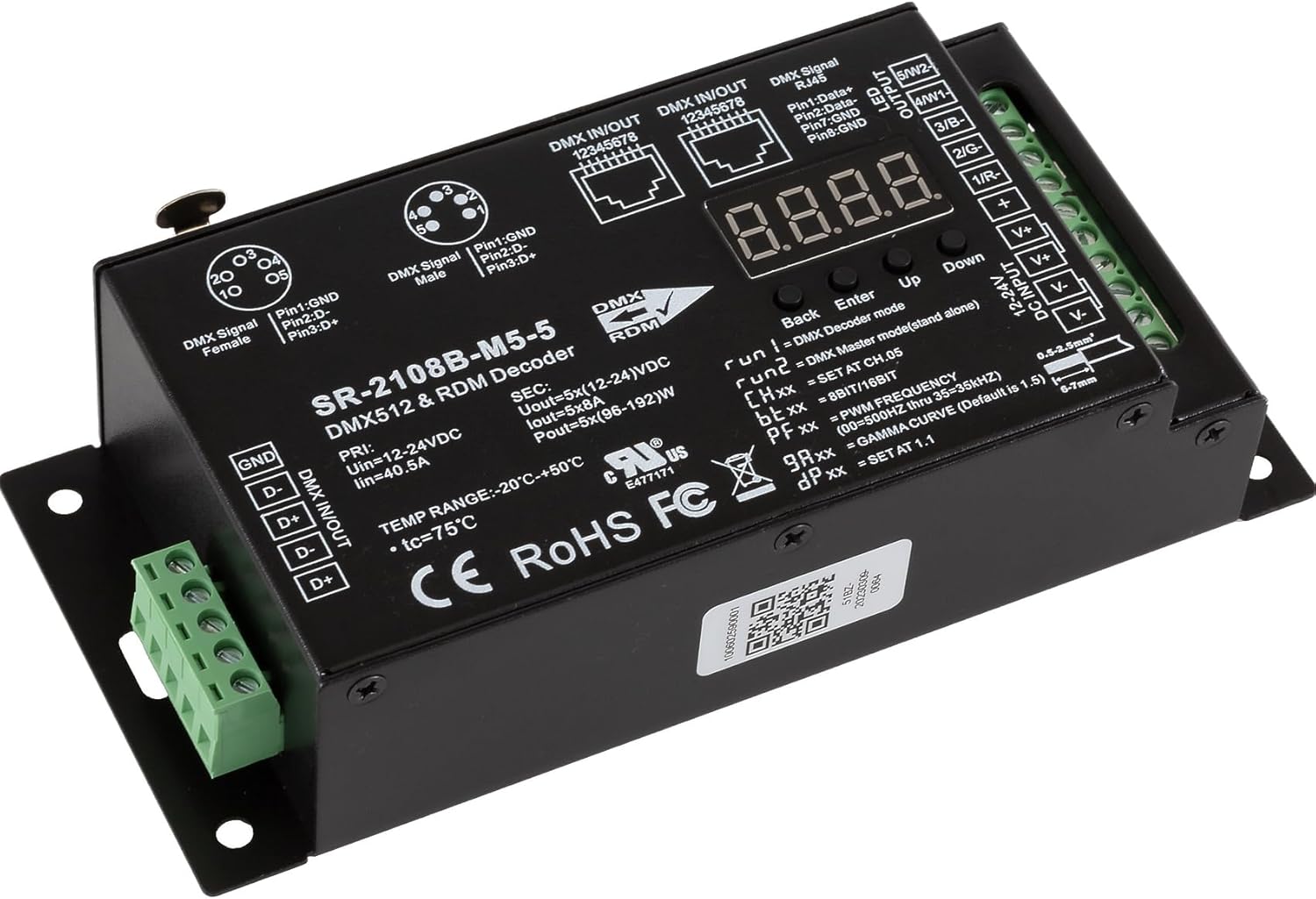 Amazon.com: SIRS-E 5 Channel CV DMX RDM Digital PWM Decoder 8/16 bits ...