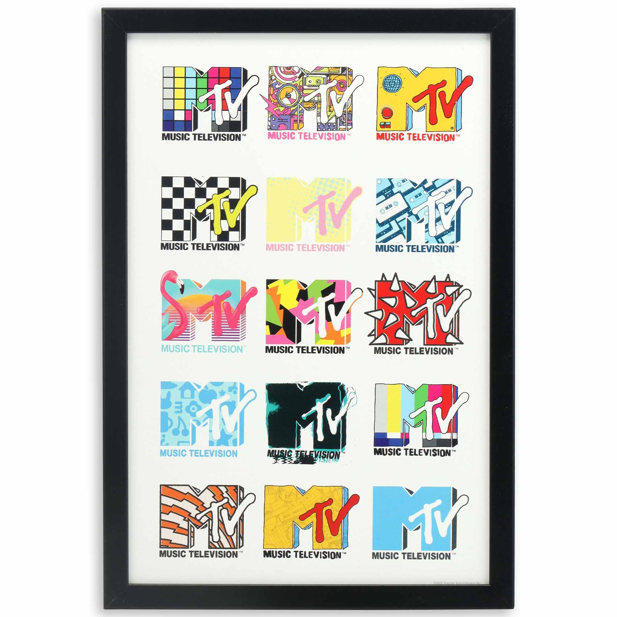 Amazon.com : MTV Logo Colorful Collage Framed Wood Wall Decor - Retro ...
