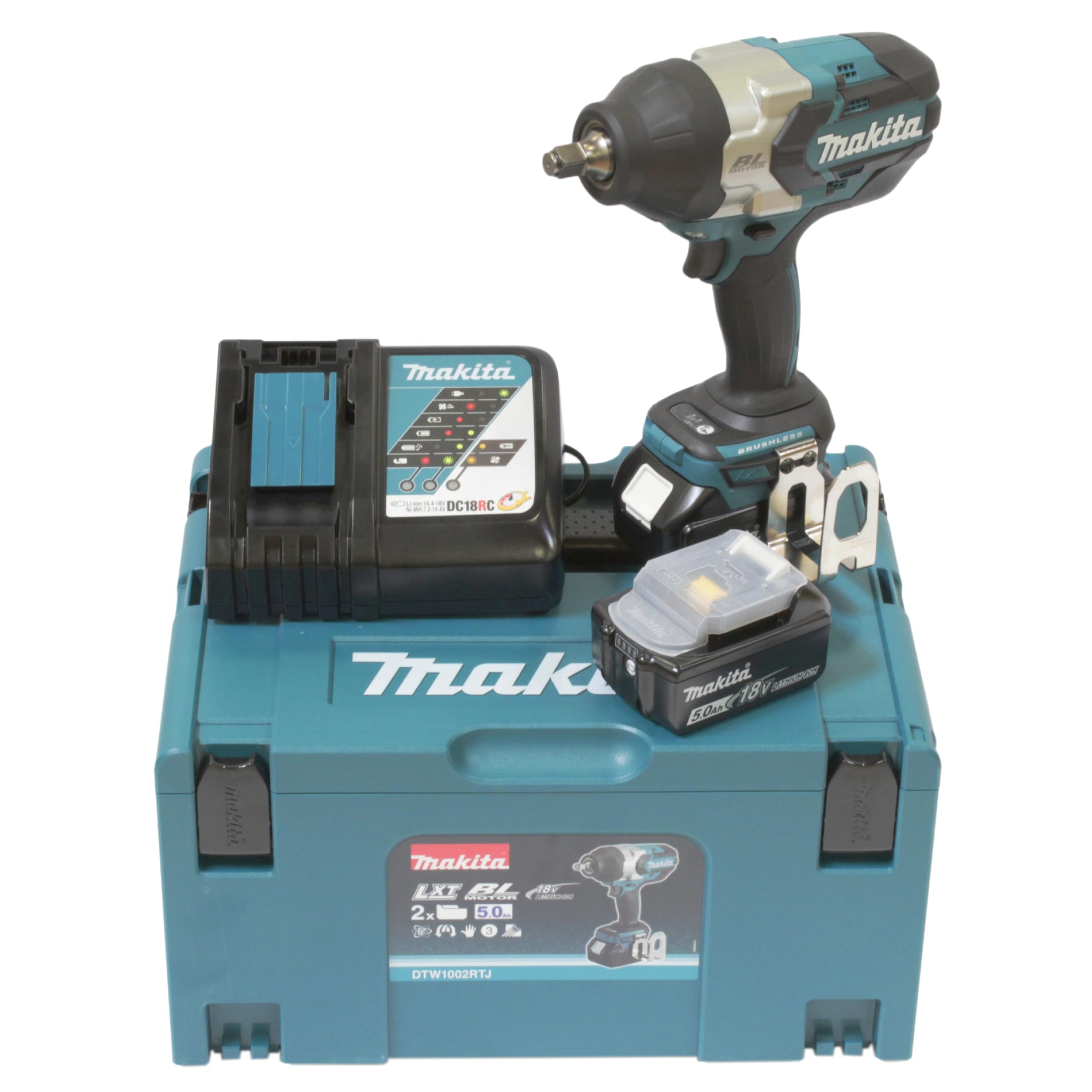 Makita DTW1002RTJ 18V Li-Ion LXT Brushless Impact Wrench Complete with ...
