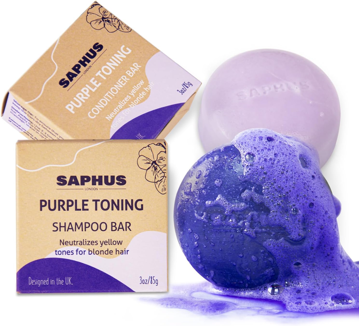 Amazon.com : Purple Shampoo and Conditioner Bar Set for all Hair Types ...