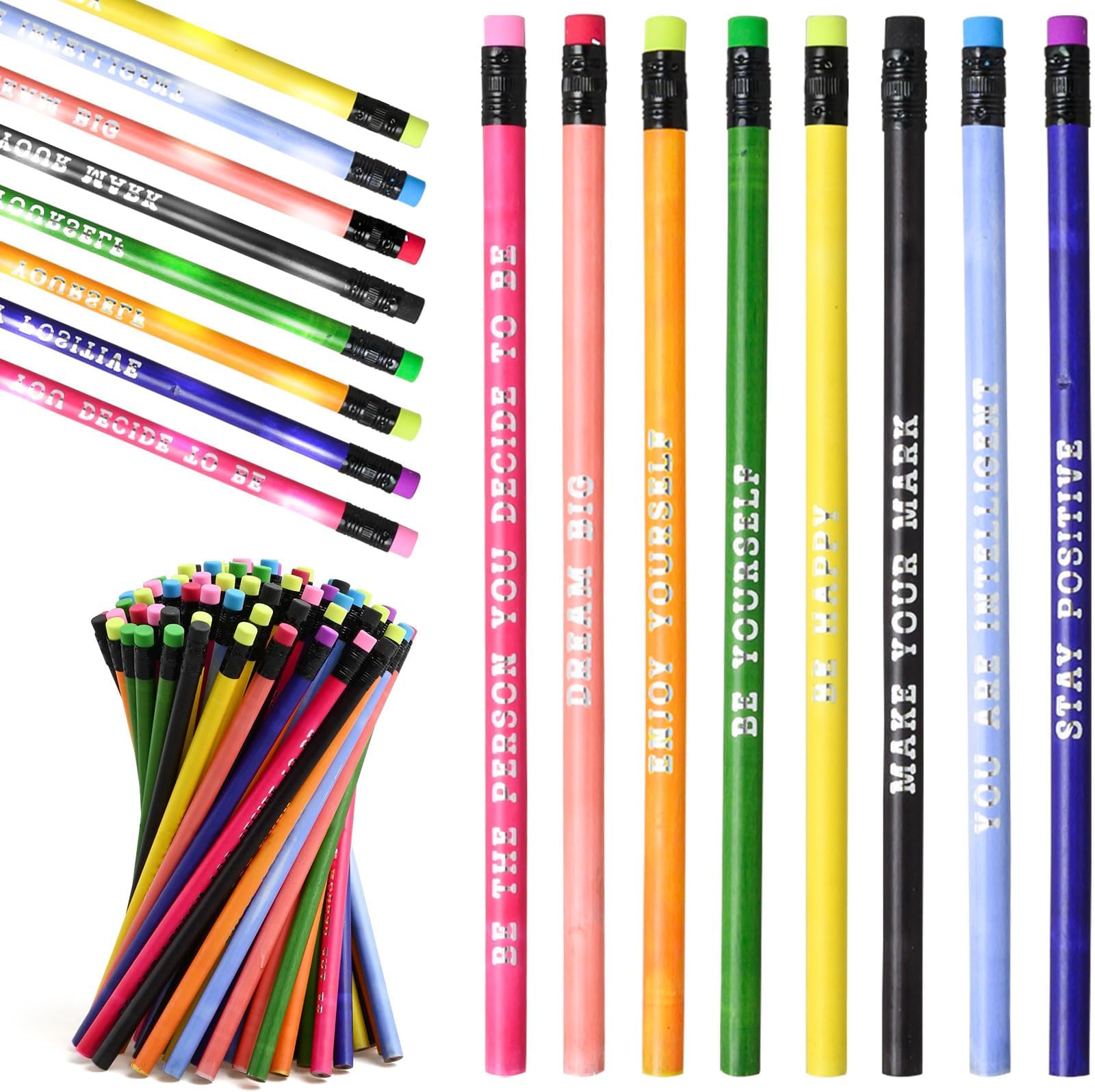 100 Pcs Inspirational Pencils Color Changing Mood Pencil Motivational ...